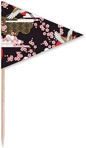 Amazon.com | Japan Cranes Sakura Cloud Sun Toothpick Triangle Cupcake ...