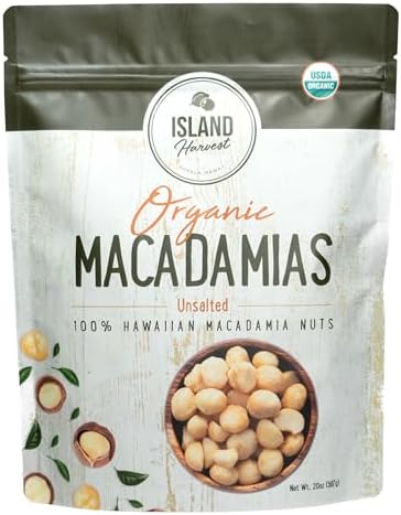 Amazon.com : Island Harvest Unsalted Organic Macadamia Nuts - 100% ...