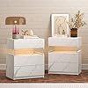 Amazon.com: Bingoday LED Nightstands Set of 2 LED Bedside Tables with 3 ...