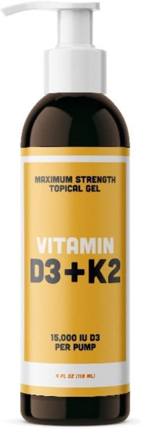 Amazon.com: ANDROGENESIS Vitamin D3 K2 Maximum Strength Topical Gel - 15000+ IU Per Pump - The ...