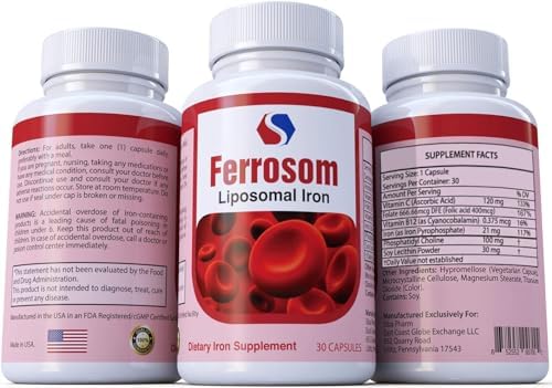 Amazon.com: Siba Pharm 的脂質體鐵補充劑 | Ferrosom Diet Iron 維生素補充劑 | 富含維生素 C ...