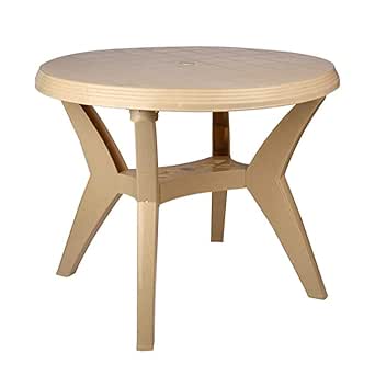 Home Party Round Plastic Dining Table, Standard. (Brown, 1) : Amazon.in ...