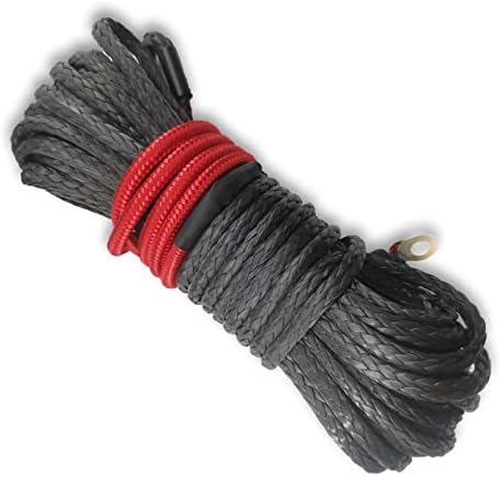 Synthetic Winch Rope Heavy Duty1/4 x 50ft 8000lbs 12 Strands Braided ...
