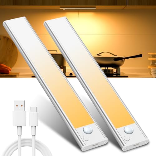 Under Cabinet Kitchen Lights LED: Motion Sensor Rechargeable Cupboard ...