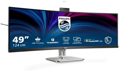 Philips 49B2U6903CH - Monitor curvo DQHD de 49 pulgadas, webcam ...