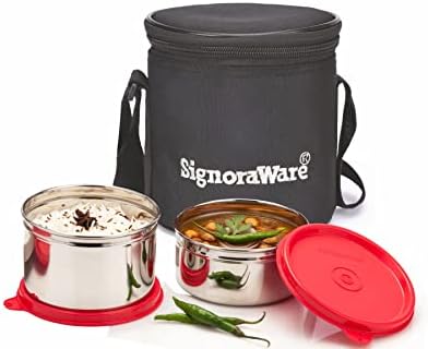Buy Signoraware Executive Stainless Steel Lunch Box Set 2 with bag ...