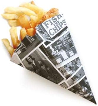 30 x Disposable Newsprint Paper Chip Cones party take away : Amazon.co ...