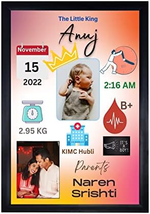 Pixelkari - Wooden Personalized Baby Birth Photo Frame|Baby Birth ...