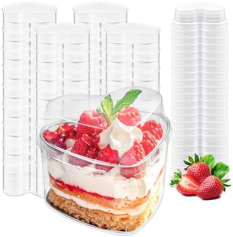 Amazon.com | YANYOPPINT 40 Pack 3oz Mini Dessert Cups with Spoons Heart ...