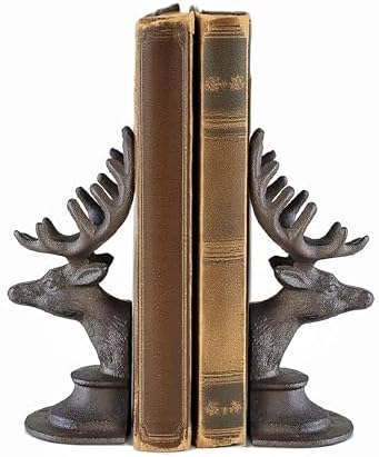 Amazon.com: Remenna Decorative Bookend Deer Head Antler Book Ends Heavy ...