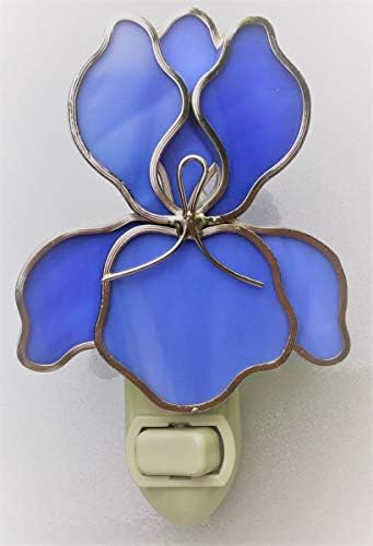 ANGIEHAIE Stain Glass Blue Iris Night Light - Amazon.com
