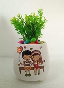 MAK Craft Ceramic Cute Couple Pot, Vase and Planter : Amazon.in: Garden ...