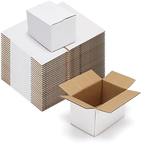 Amazon.com: SUNLPH White Shipping Boxes 6x4x4 Inches Small Corrugated ...
