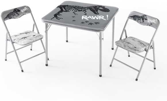 Amazon.com: Heritage Kids Dinosaur 3 Piece Table and Chair Set, Grey ...
