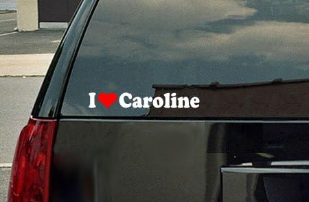 Amazon.com - Stickermatic I Love Caroline Vinyl Decal - White with a ...