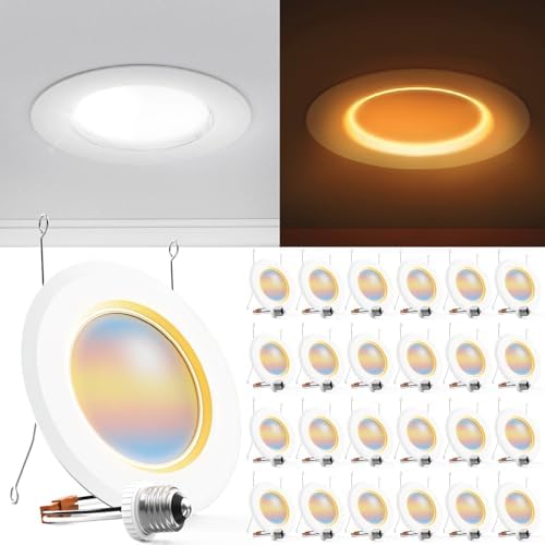 Sunco 24 Pack 6 Inch Recessed Light with Night Light, LED Can Lights ...