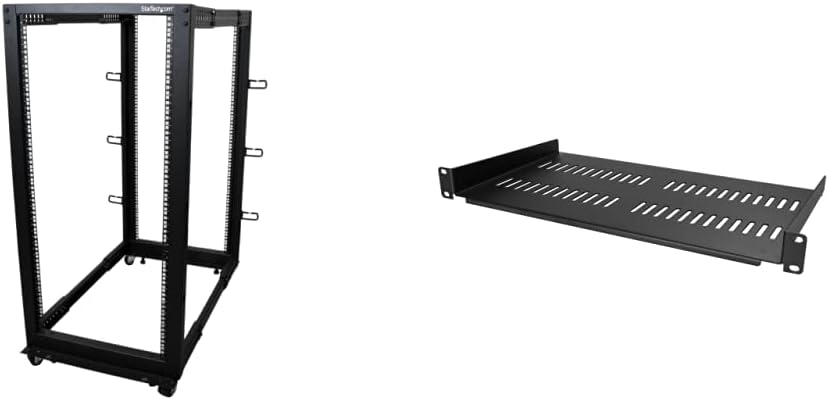 Amazon.com: StarTech.com 4-Post 25U Mobile Open Frame Server Rack and ...