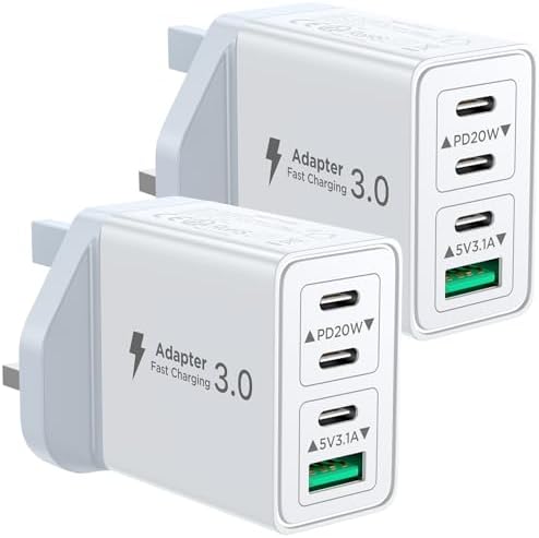 2-Pack USB C Charger, 40W USB C Plug Fast Charger 4 Port PD Type C ...