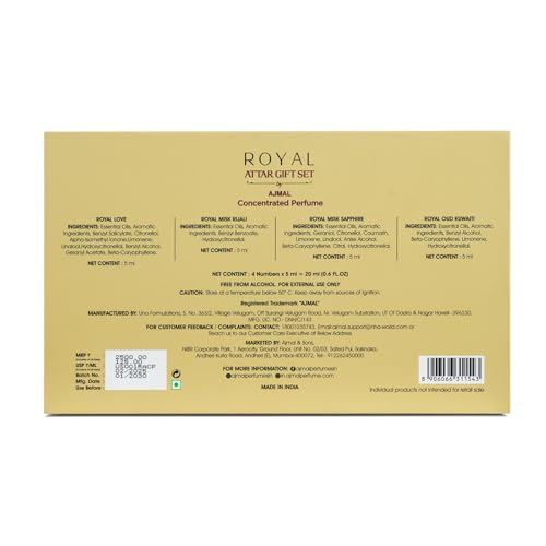 Ajmal Royal Series Attar Set 4 x 5ml | Alcohol-Free Concentrated ...