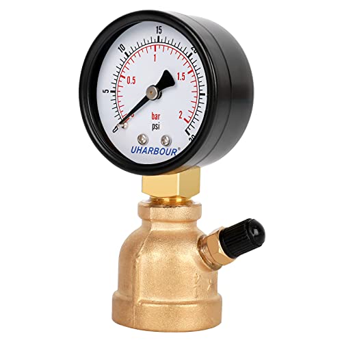 Uharbour Gas Line Pressure Tester, Brass Gas Pressure Tester Gauge, 3/4 ...