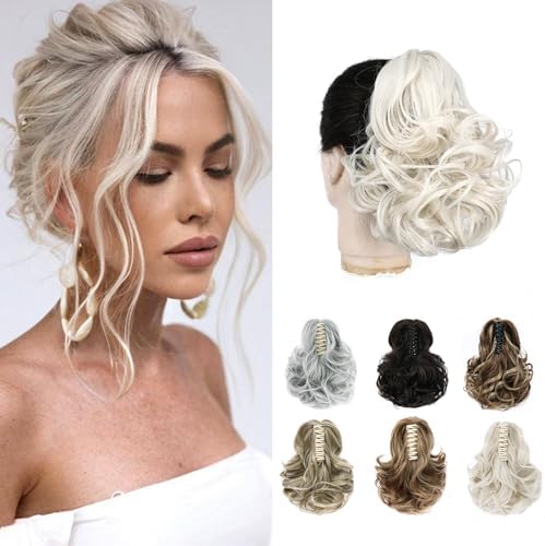 Amazon.com : REECHO Ponytail Extension, 9" Claw Clip in Short Curly ...
