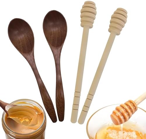 8 PCS Honey Spoon, 16cm Honey Stick Small Honey Dipper Wooden Honey ...