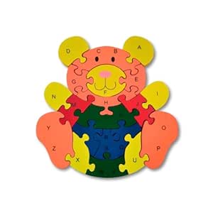 EcoElf Wooden Counting ABC Bear Puzzle with 26 Piece Jigsaw Puzzle for ...