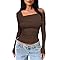 Darong Women's One Off Shoulder Long Sleeve Tops Ruched Going Out Crop ...
