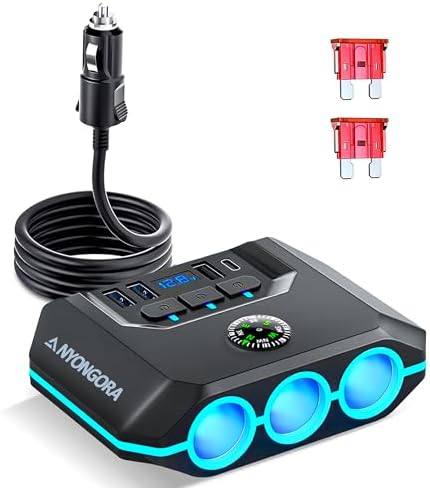 Amazon.com: 6 in 1 120W Multi-Function Car Charger Adapter, 3-Socket ...