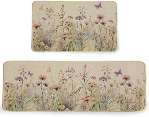 Amazon.com: ARKENY Flowers Wildflower Spring Kitchen Mats Set of 2 ...