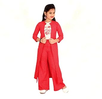 Buy Kids top Plazo with Shrug Combo Set for Girls (5-6 Years) Red at ...