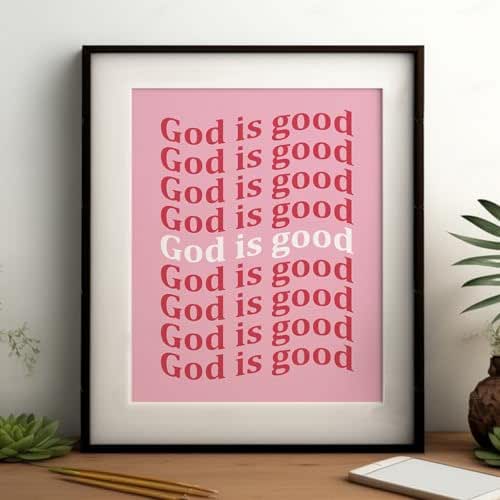Amazon.com: God is Good Modern Christian Print Pink Preppy Christian ...