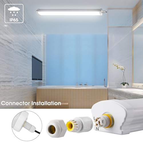Glirowy 2 Pack 2FT LED Batten LightLED IP65 Waterproof Tube Light ...