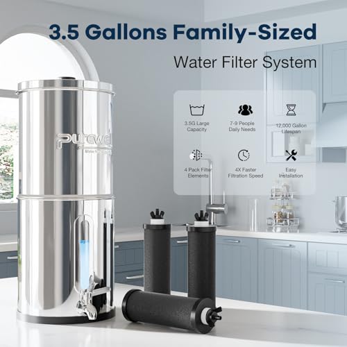 Purewell 4-Stage Ultra-Filtration Gravity-fed Water Filter System with ...