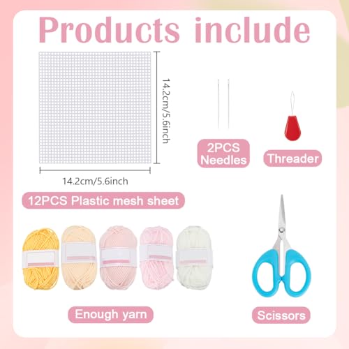 FREEBLOSS 12Pcs Mesh Plastic Canvas Sheets Cross Stitch Kits Plastic ...