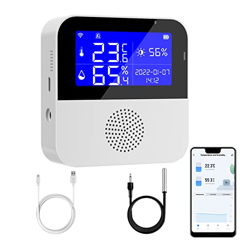 Room Thermometer Hygrometer with Extra Probe, 2.9" Backup Battery ...