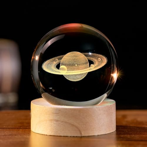 IFOLAINA 3D Saturn Crystal Ball 2.36" Laser Engraved Glass Planet ...
