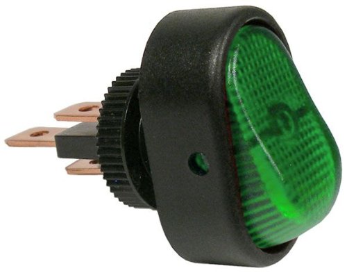 Pico 5583A 12 Volt 25 Amp On-Off Green Illuminated Oval Rocker Switch ...