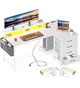 Amazon.com: ODK 55 Inch Reversible L Shaped Computer Desk with 4 ...
