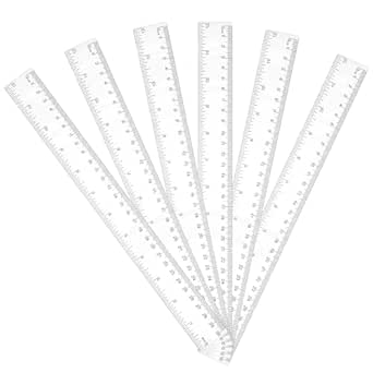 6-Pack Plastic Shatterproof Ruler 12 Inch/30cm, Clear Transparent with ...