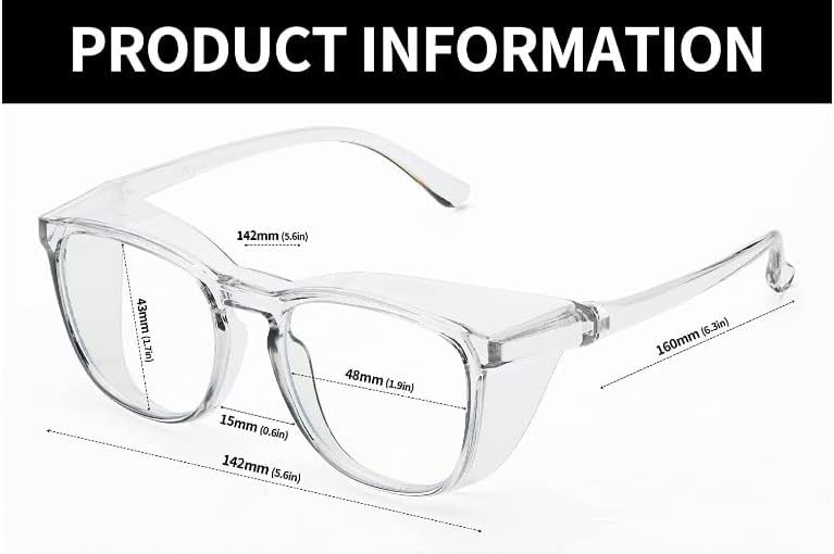 Amazon.com: EUXOR, Square Frame, Z87.1 Certified Safety Glasses, Anti ...