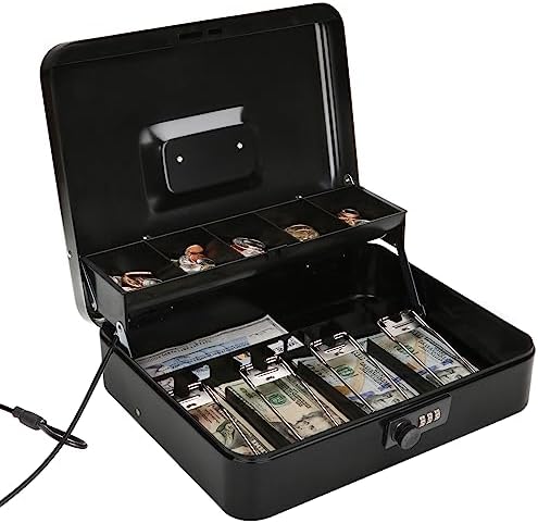 Amazon.com: Steel Cash Box with Combination Lock, Metal Small Money ...