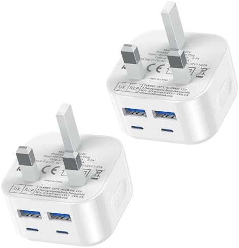 USB C Plug Fast Charge,2 Pack Multi USB Plug Fast Charger UK Charging ...