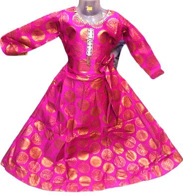 Buy Shree Mahalaxmi Garments Baby Girl Dark Pink Full Leave Gown Size ...