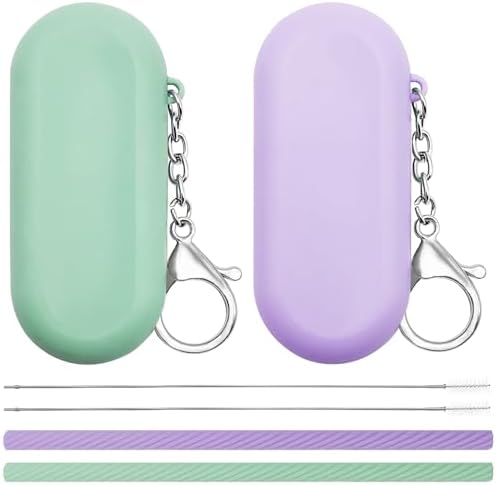 Amazon.com: Prasacco 4 Sets Silicone Straws Reusable Straws with Case ...