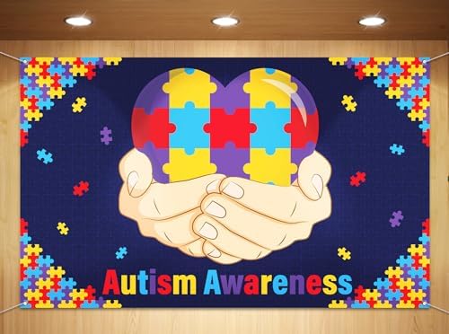 Amazon.com : Sunwer Autism Awareness Photo Booth Backdrop Puzzle Piece ...
