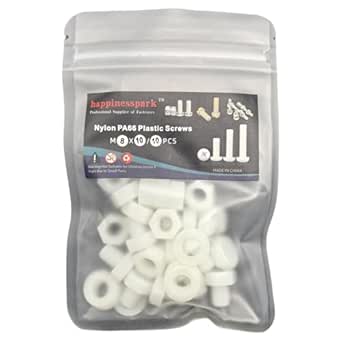 Amazon.com: Happinesspark 10Sets M8x10 Hexagonal Head Nylon Screws Nuts ...