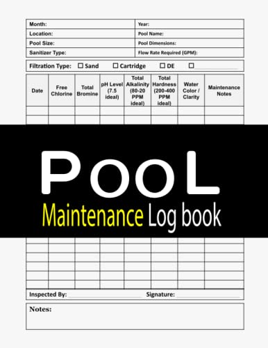 『Log Book Pool Maintenance: Swimming Pool Maintenance Checklist and Log ...