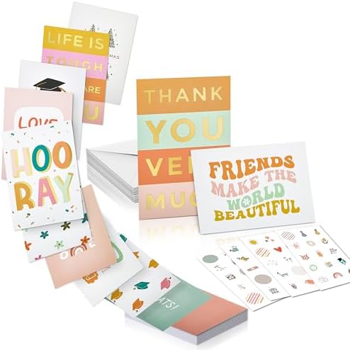 Amazon.com : KIBAGA Beautiful Greeting Cards Set of 60 with Envelopes ...