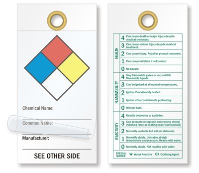 SmartSign NFPA Diamond Tag | 1.5" x 3" Polyester with Clear Flap, Pack ...